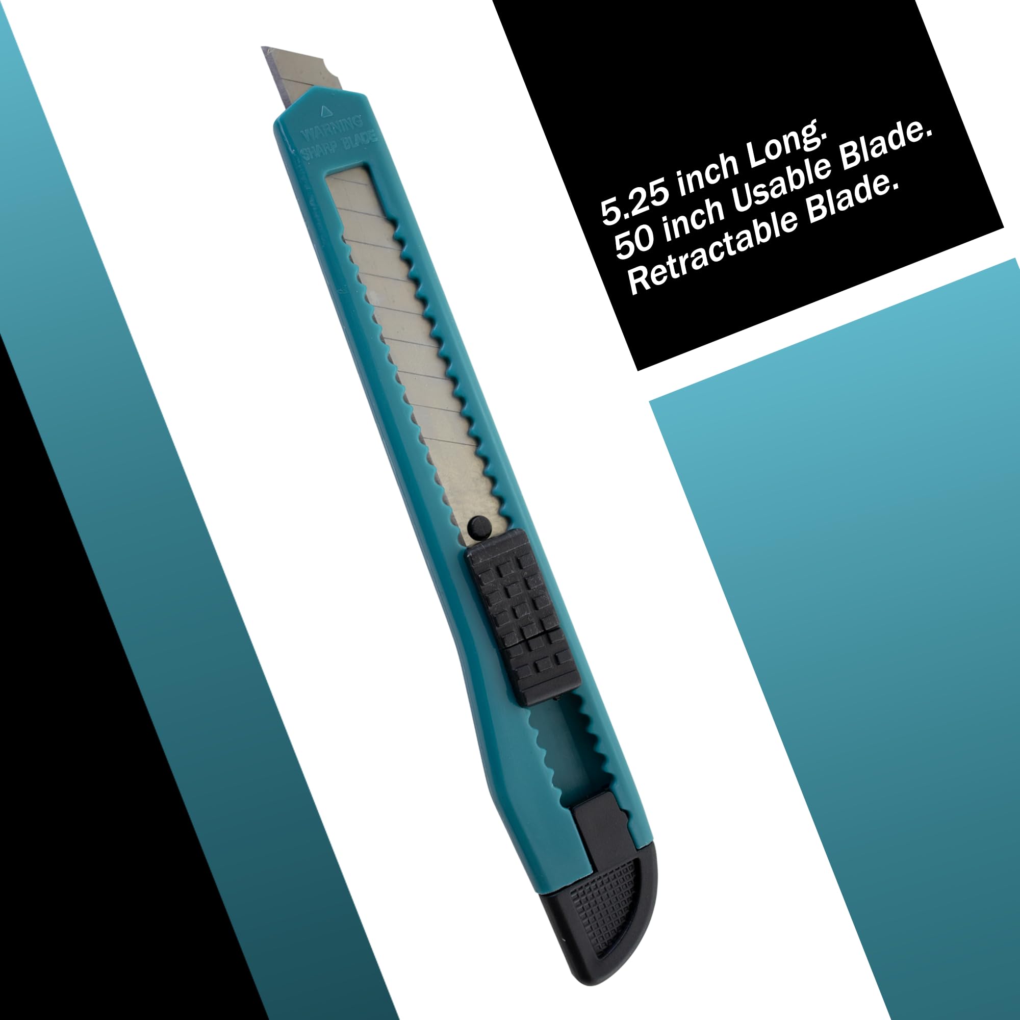 MotoProducts 3 Turquoise Blue Small Retractable Utility Knife Wholesale 5 inch Manual Lock Box Cutter Snap Off Blade