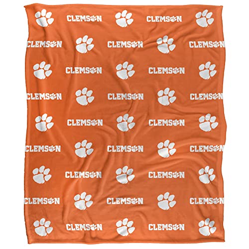 Clemson University Blanket, 50"X60" Logo Pattern,Silky Touch Sherpa Back Super Soft Throw Blanket