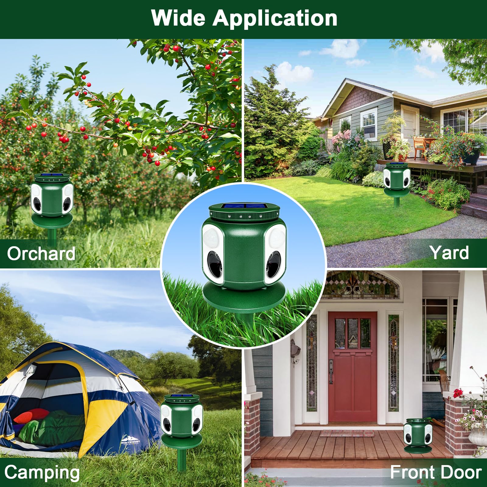 Ultrasonic Animal Repellent, Solar Animal Repeller, 2024 Upgraded Cat Repellent, 360° Squirrel Repellent with Motion Sensor & Flashing Light for Deer, Rabbit, Snake, Rodent, Bird, Mole, Dog, Fox