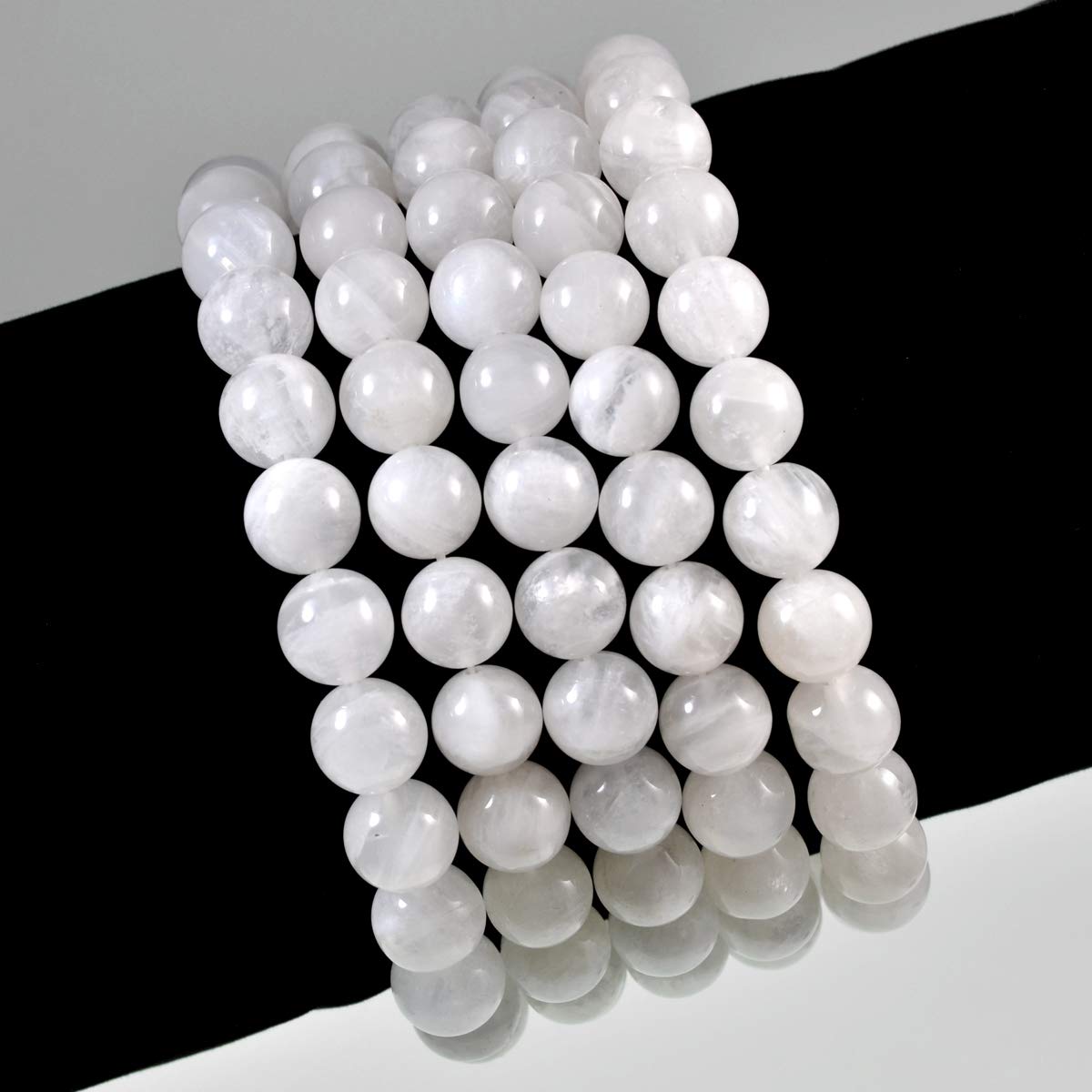 AD Beads Natural Gemstone Round Beads Stretch Bracelet Healing Reiki 10mm (Moonstone)