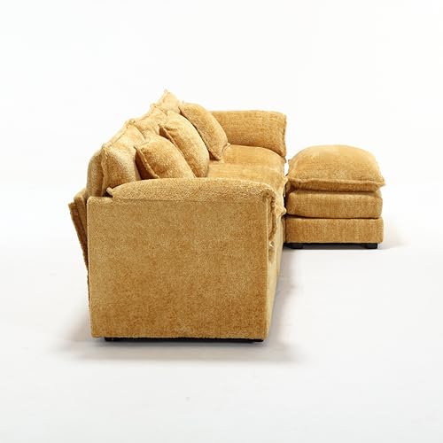Convertible Modular Sectional Sofa with Chaise Lounge, L Shaped Free Combination Chenille Upholstery Boucle Cloud Couch with Solid Wood Legs,Corner Sofa&Couch for Living Room Furniture Sets