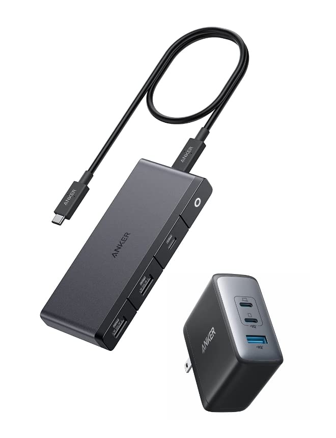 Anker USB C Hub, 556 USB-C Hub (USB4, 8-in-1) with 1.6ft USB4 Cable, 10 Gbps USB-C and USB-A Data Ports, 8K HDMI and DisplayPort & Anker 100W USB C Charger, 736 Charger (Nano II 100W)