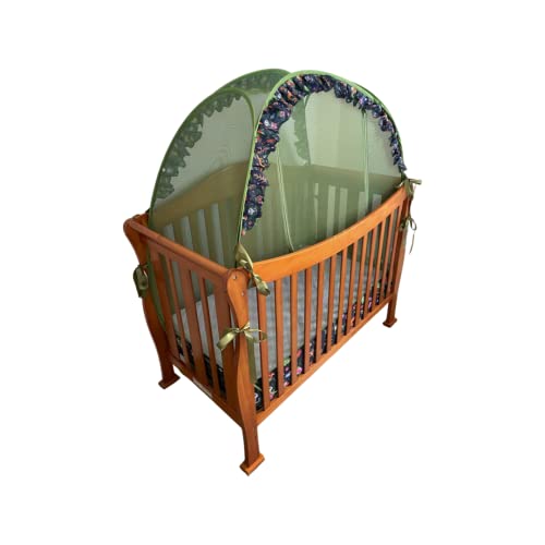 Magnolia Honey Baby Crib Tent - Pop Up Mesh Canopy - Breathable Mosquito Net - Cute Jungle Design - Keep Toddler from Climbing Out - Fits All Standard Cribs - Portable - Easy to Install