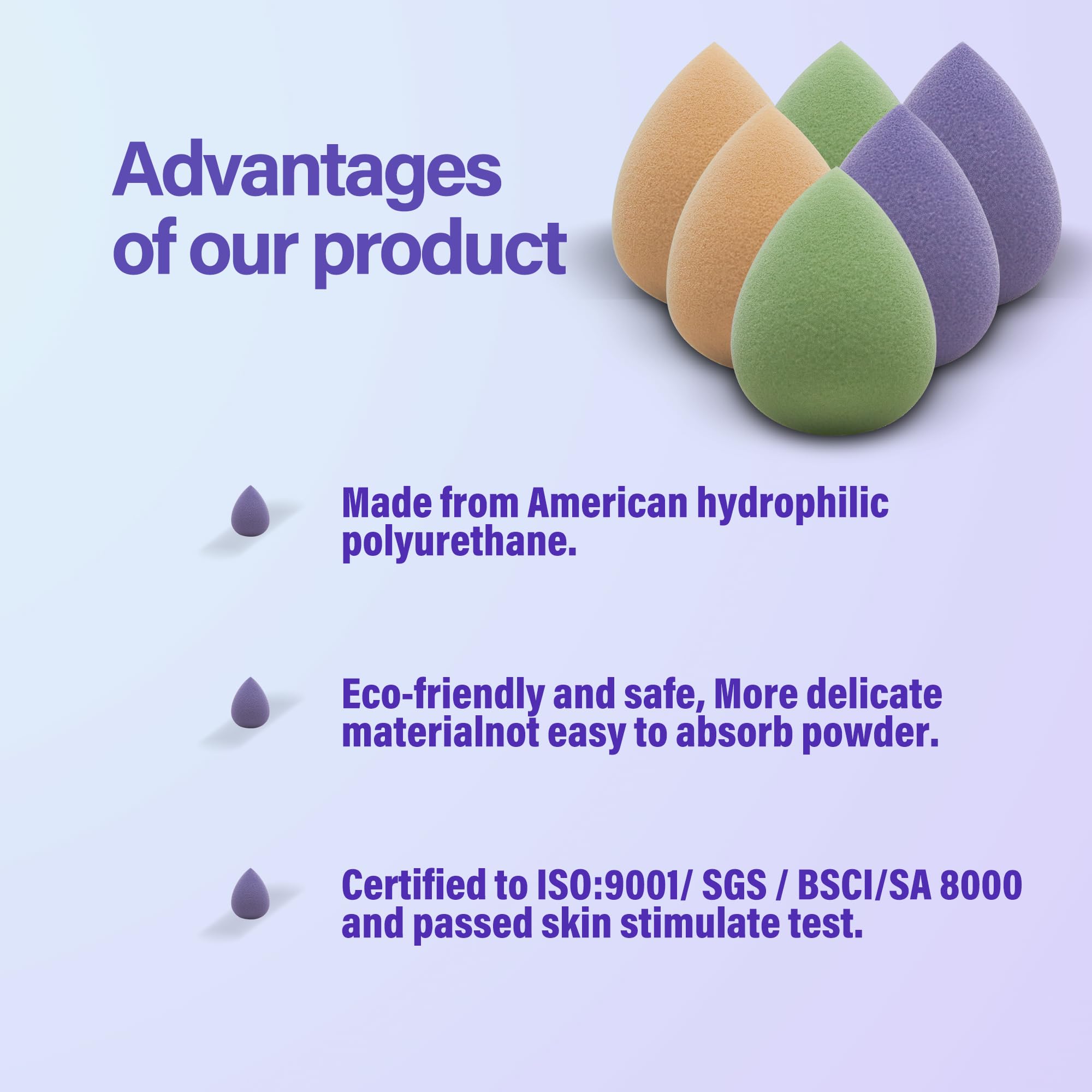 Snowflakes Mini Beauty Makeup Sponge Blender for Detailed Application Around the Eyes and Other Areas, 6 pcs, Latex Free, Small Makeup Sponges Under Eyes