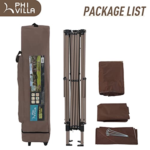 PHI VILLA 13'x13' UV Block Sun Shade Gazebo Canopy with Hardware Kits, Gazebo Shade for Patio Outdoor Garden Events, Brown