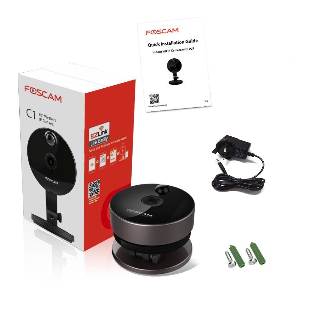Foscam C1 HD 720P WiFi Security IP Camera with iOS/Android App, Super Wide 115° Viewing Angle, Night Vision Up to 26ft, PIR Motion Detection