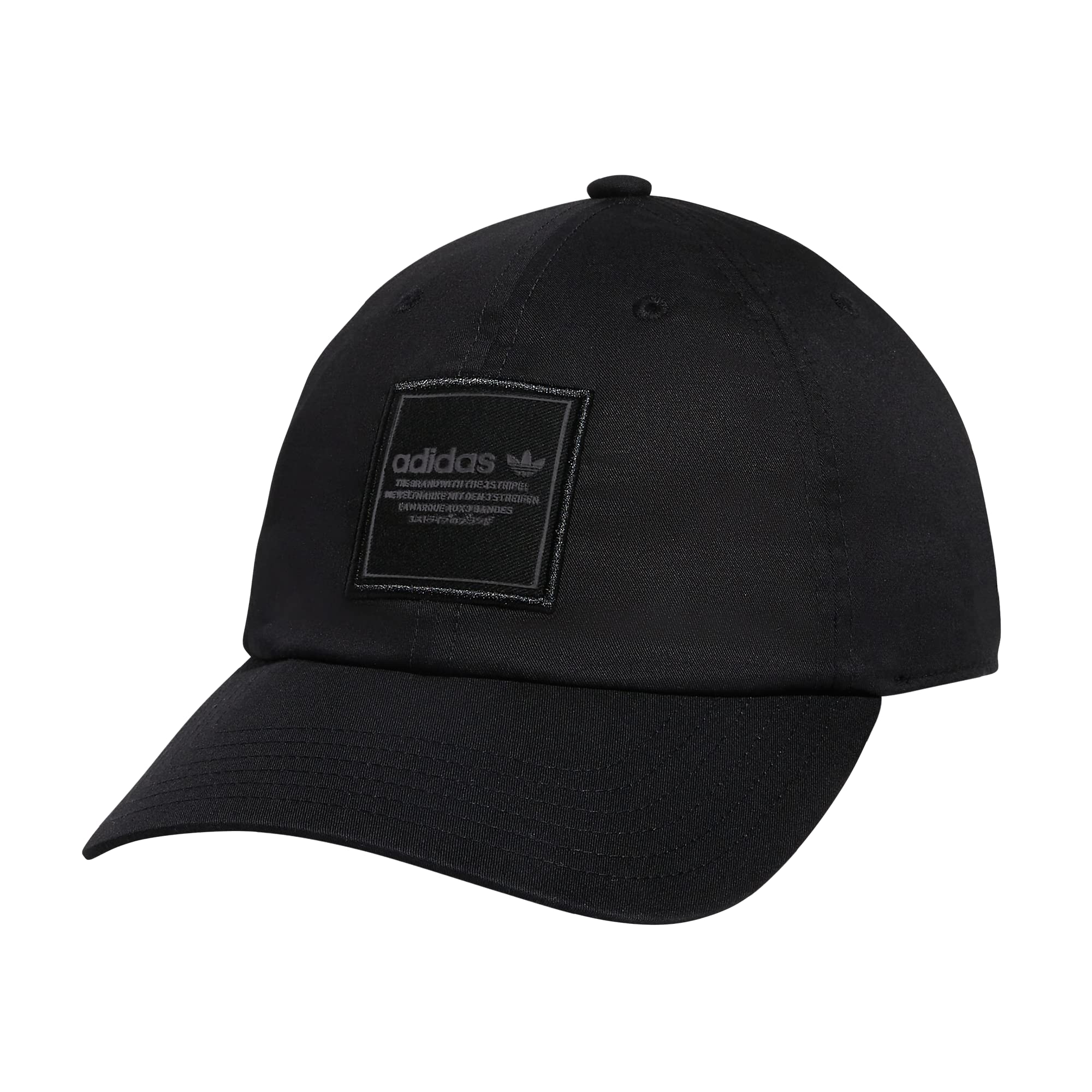 adidas Originals Men's Linear 2.0 Relaxed Adjustable Fit Washed Cotton Hat, Black/Black/Granite Grey, One Size