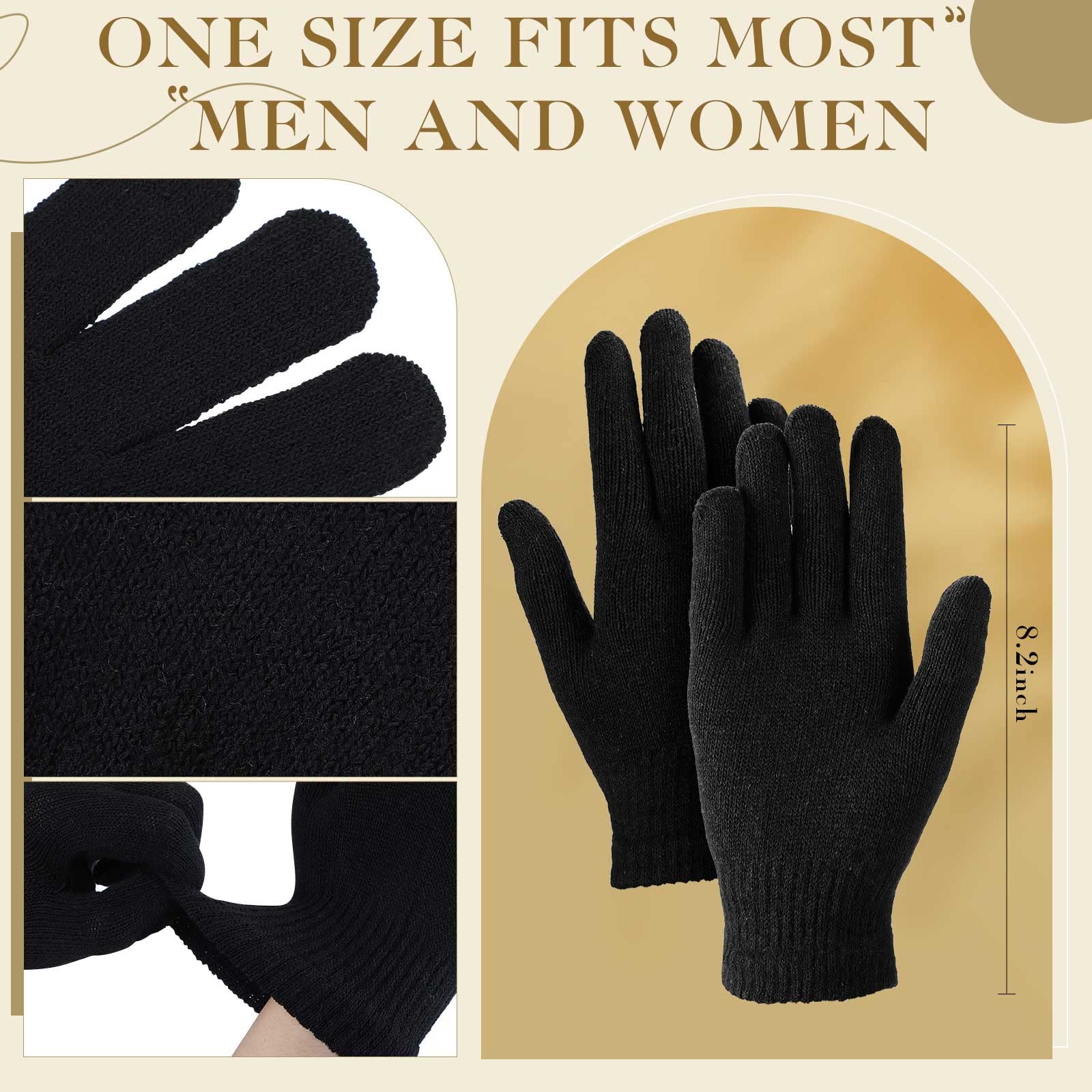 64 Pcs Warm Knit Glove Hat Bulk Windproof Cap Gloves Set Winter Beanies Gloves Pack for Men and Women(Stylish Colors)