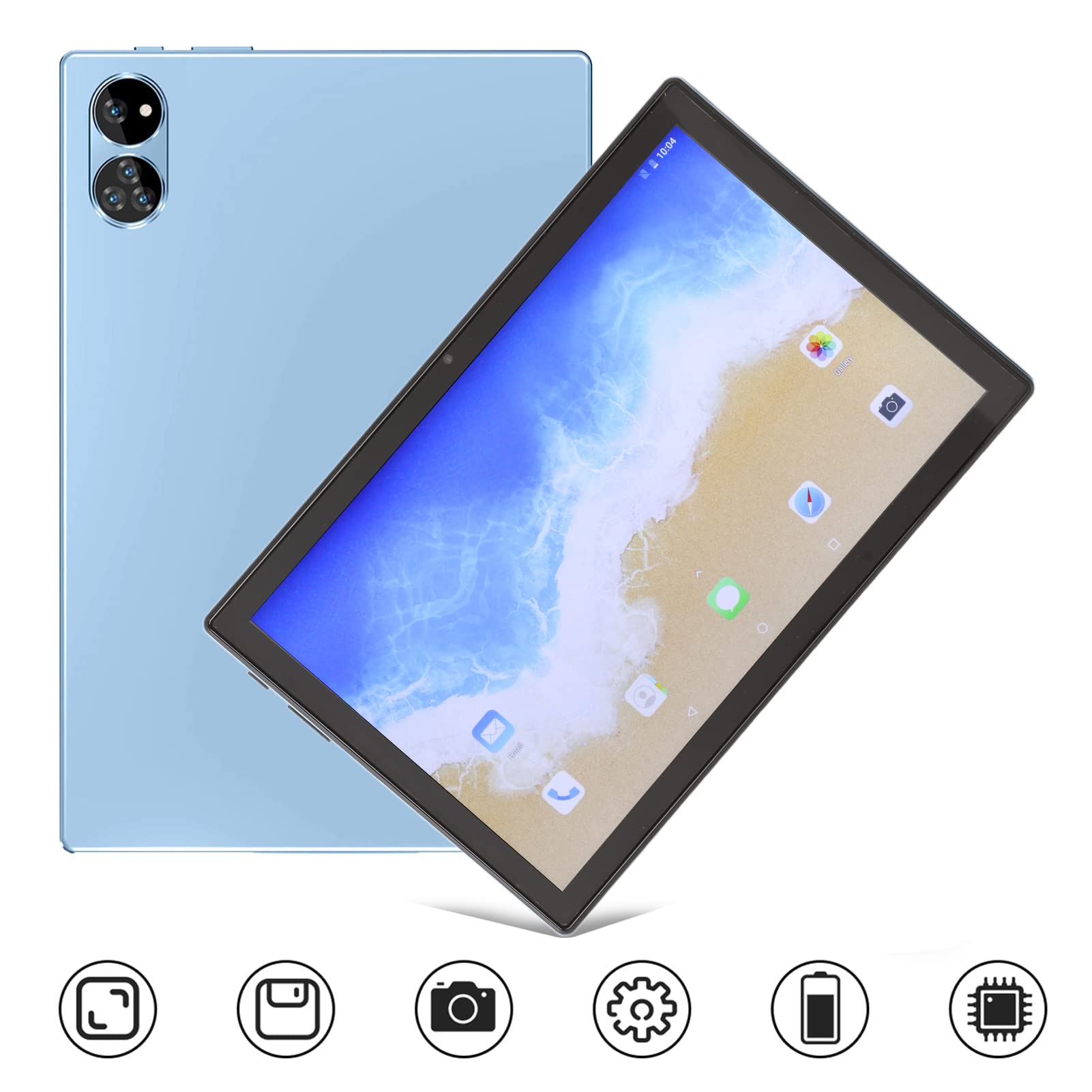 AUHX Kids Tablet, Blue 10in Tablet 100240V 2.4G 5G Dual Band WiFi 6GB 128GB for 12 for Play (US Plug)