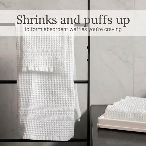 GILDEN TREE Waffle Towel Quick Dry Thin Exfoliating Washcloths for Face Body, Classic Style (White)