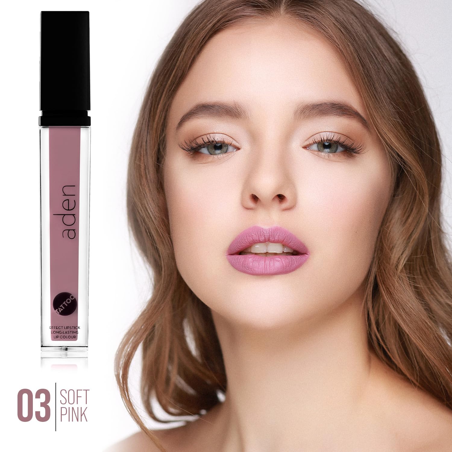 aden Tattoo Matte Lipstick - 7ML - Highly Pigmented - Provides Non-Shinny, Non Smudging and Velvety Finish β Water Proof Made in Italy (03 Soft Pink)