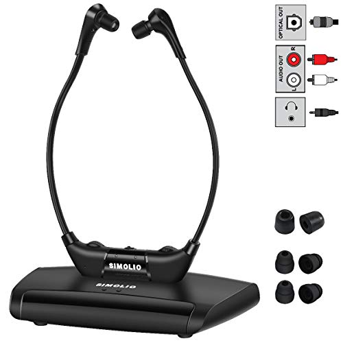 SIMOLIO Infrared Wireless TV Headphones, TV Hearing Device for Digital & Analog TVs, TV Listening Headphones for Seniors & Hard of Hearing with Voice Highlighting, Balance and Tone Adjustment SM-863D