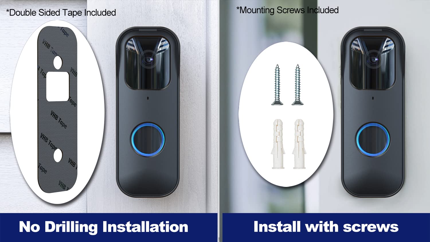 Adhesive Door Mount Compatible with Doorbell Camera,No-Drilling Mounting Bracket with Outlet Wall Mount for Sync Module 2,Easy Installation for Outdoor Camera System