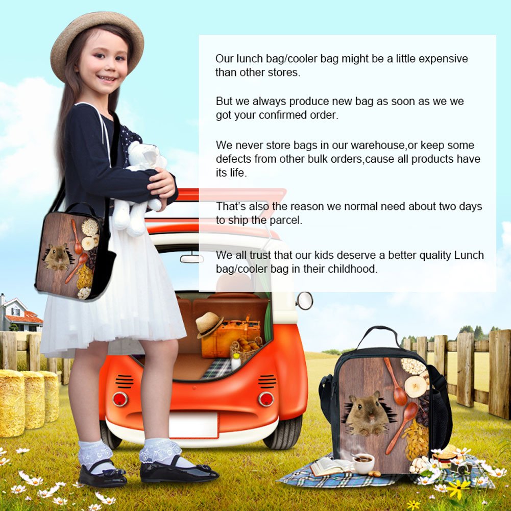 ANYFOCUS Lunch Bag, Durable Insulated for Kids Boys Girls Cooler Bag Cat Print