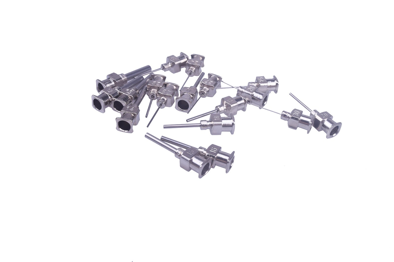 Huaha 18-Pack Metal Dispensing Needle - Stainless Steel Blunt Tip Luer Lock Set