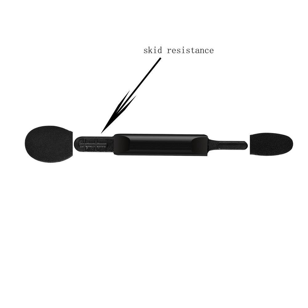 Deksias Disposable Dual Sided Eye Shadow Sponge Applicator Oval Tipped Eyeshadow Brushes Makeup Applicators (50PCS, black)