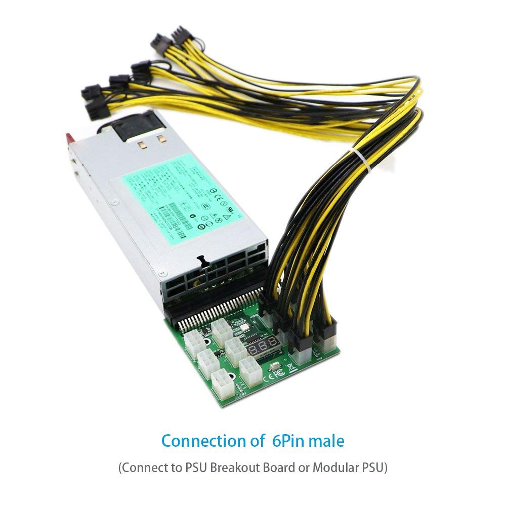 6 Pin PCI-e to 8 Pin (6+2) PCI-e Power Cable for HP Dell 750W / 1200W Server PSU Breakout Board Graphic Cards GPU Mining (8-Pack)