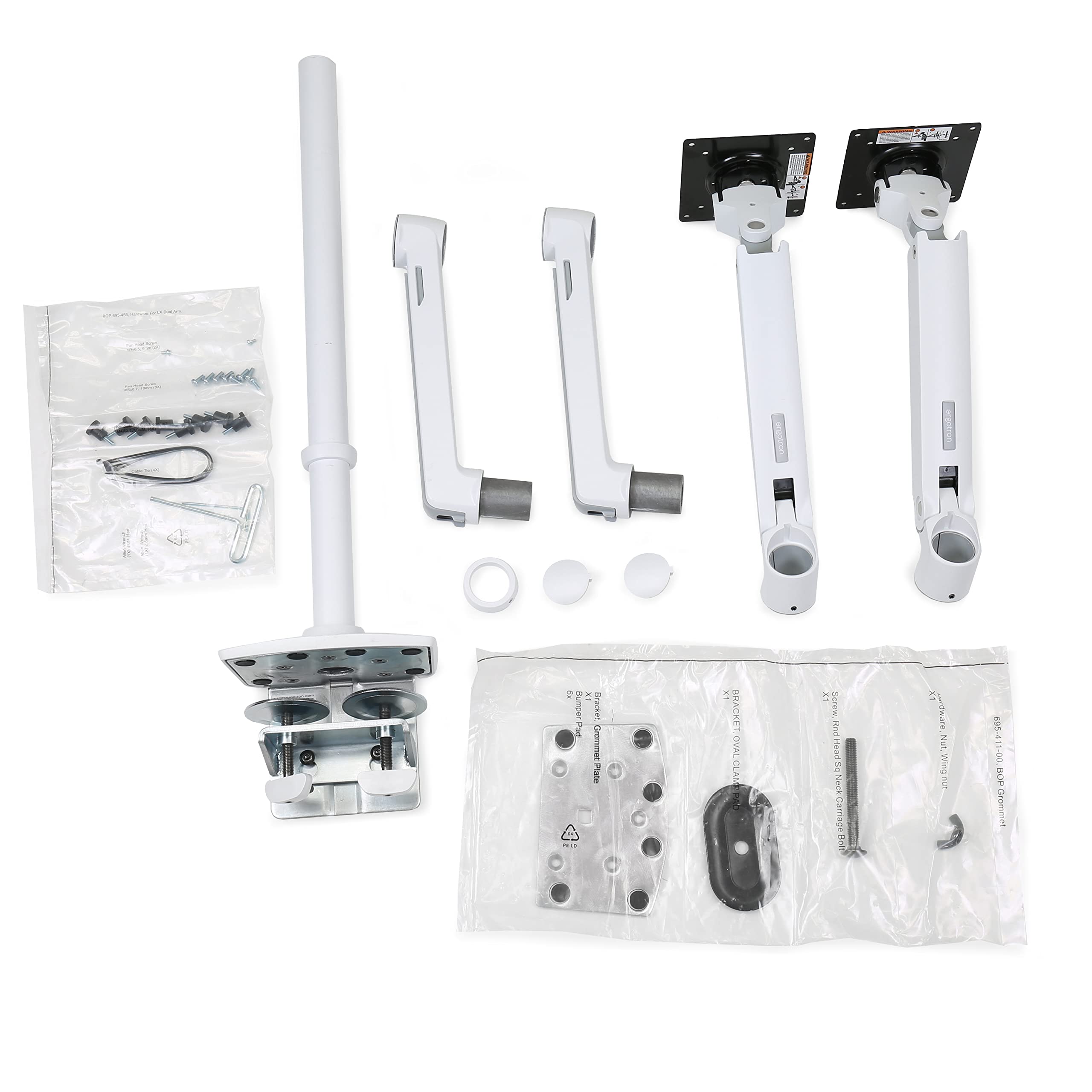 Ergotron – LX Vertical Stacking Dual Monitor Arm, VESA Desk Mount – for 2 Monitors Up to 40 Inches, 7 to 22 lbs Each – Tall Pole, White