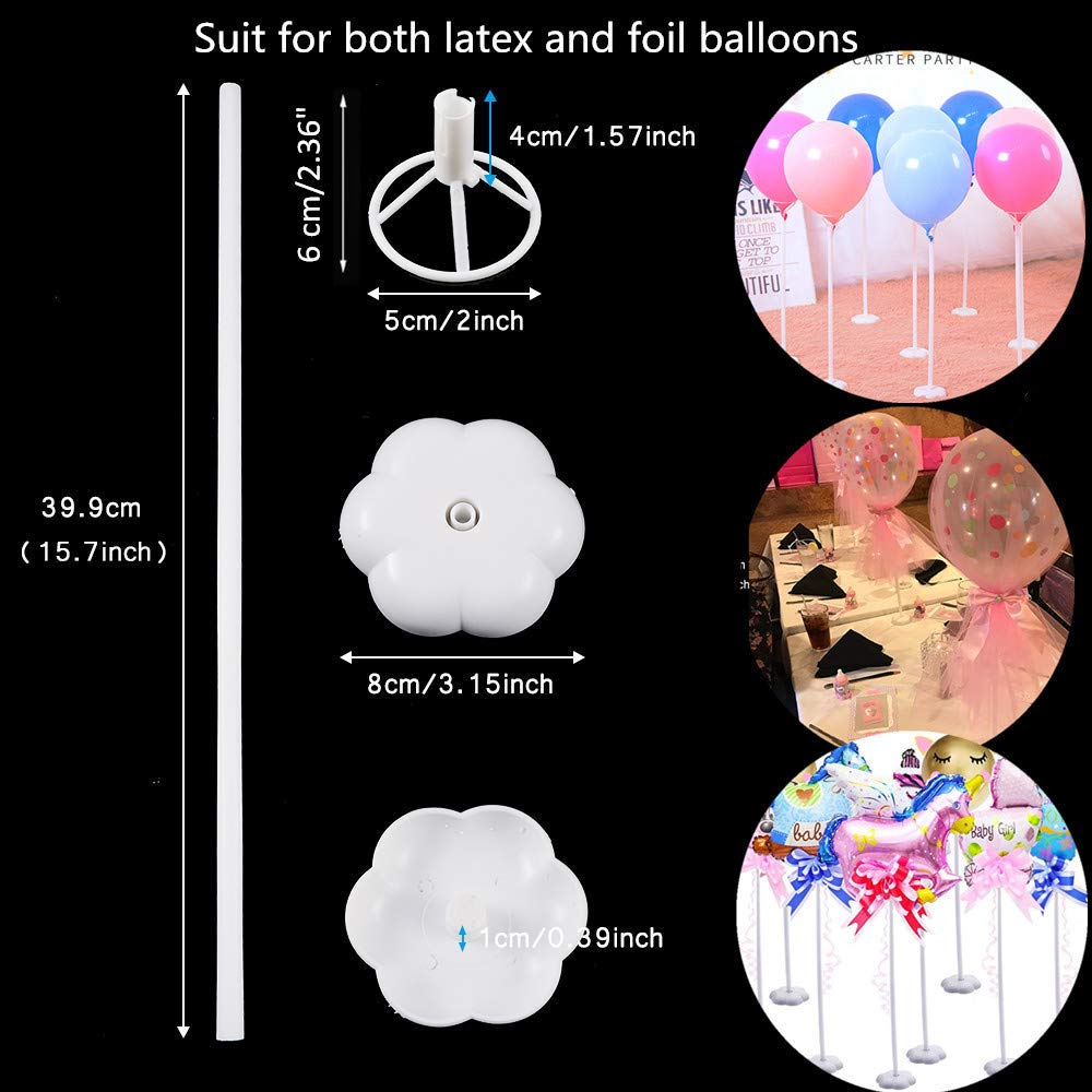 Balloon Stand Kit, 15 pack Balloon Stick Holder with Base for Table Top Centerpiece Party Decoration, Reusable Balloon Column Stand Suit for Happy Birthday/Baby Shower/Wedding Parties