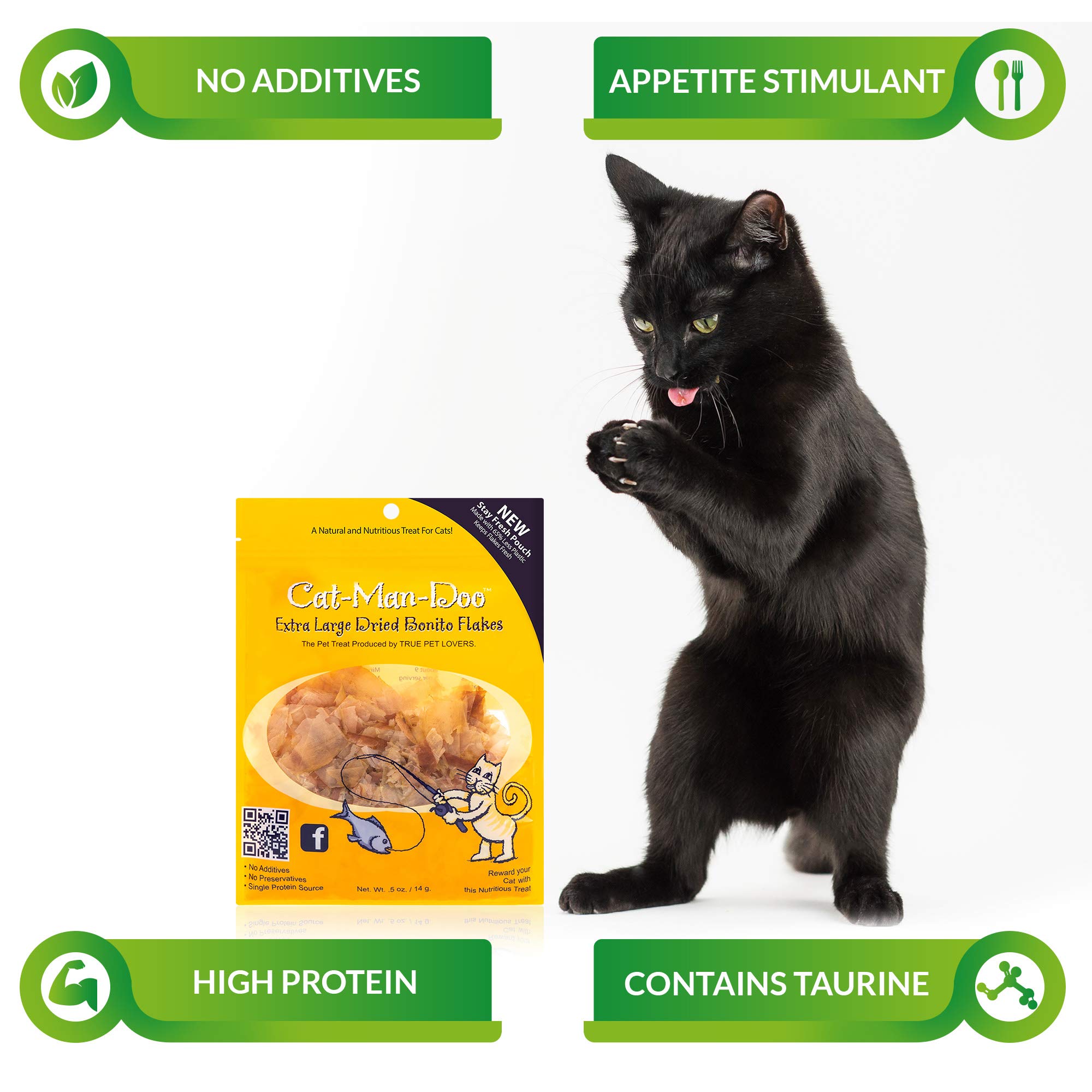 Cat-Man-Doo Extra Large Dried Bonito Flakes Treats for Dogs & Cats - All Natural High Protein Flakes - 4oz. / 112g Bag