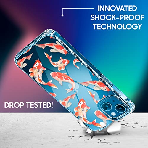 CaseYard Clear Soft & Flexible TPU Case for iPhone-13-Mini Ultra Low Profile Slim Fit Thin Shockproof Transparent Protective Cover Drop Protective Case Koi Fish Pond