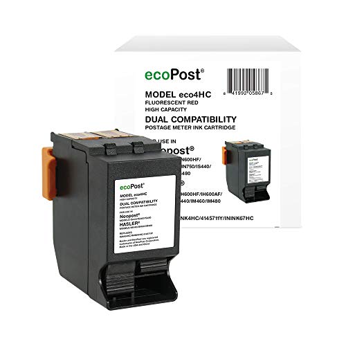 ecoPost Brand Replacement Postage Meter Cartridge for Quadient Hasler ISINK4HC, IMINK4HC, 4145711Y, ININK67HC | Red