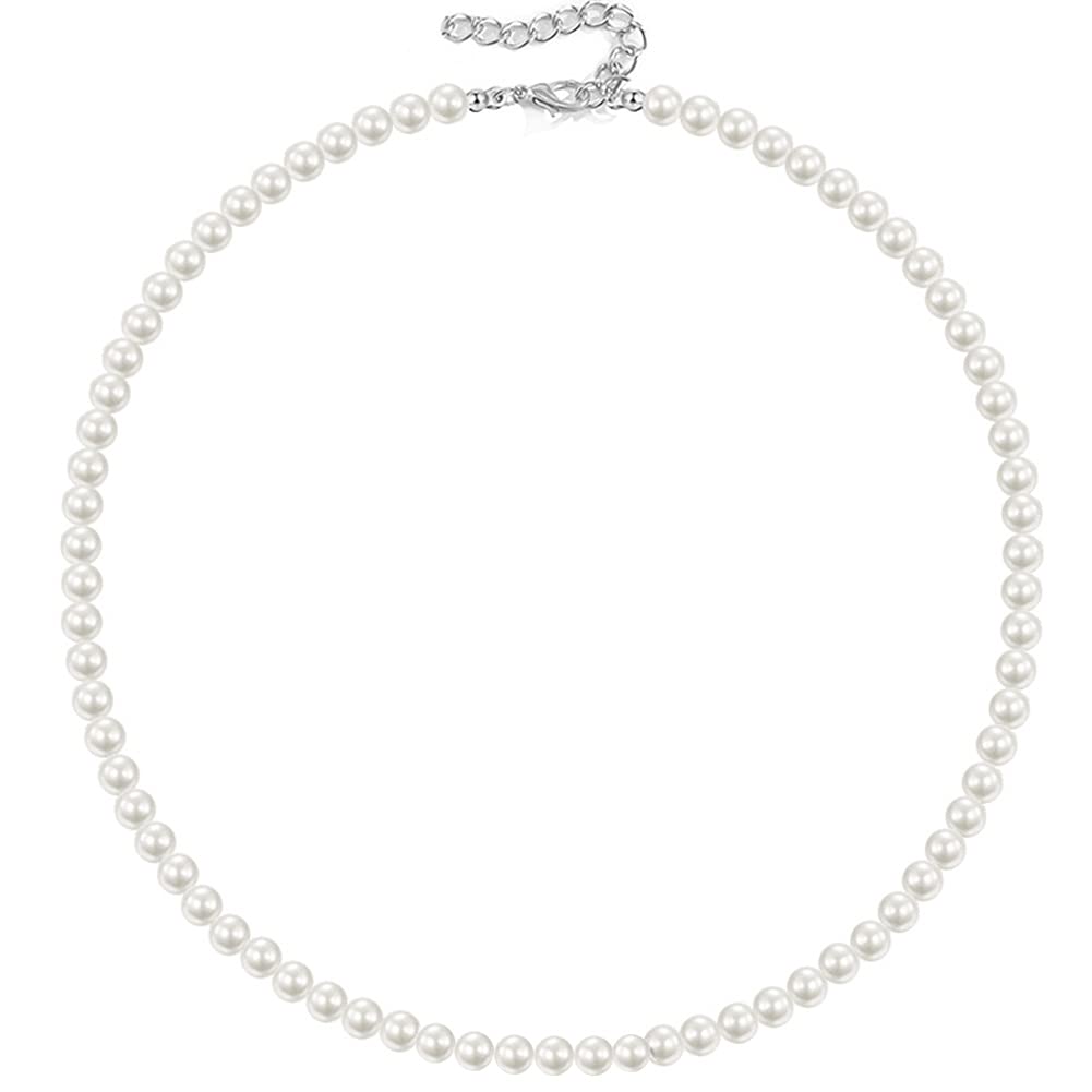 6mm Simulated Glass Pearl Necklace 16inch Strand Pearl Jewelry