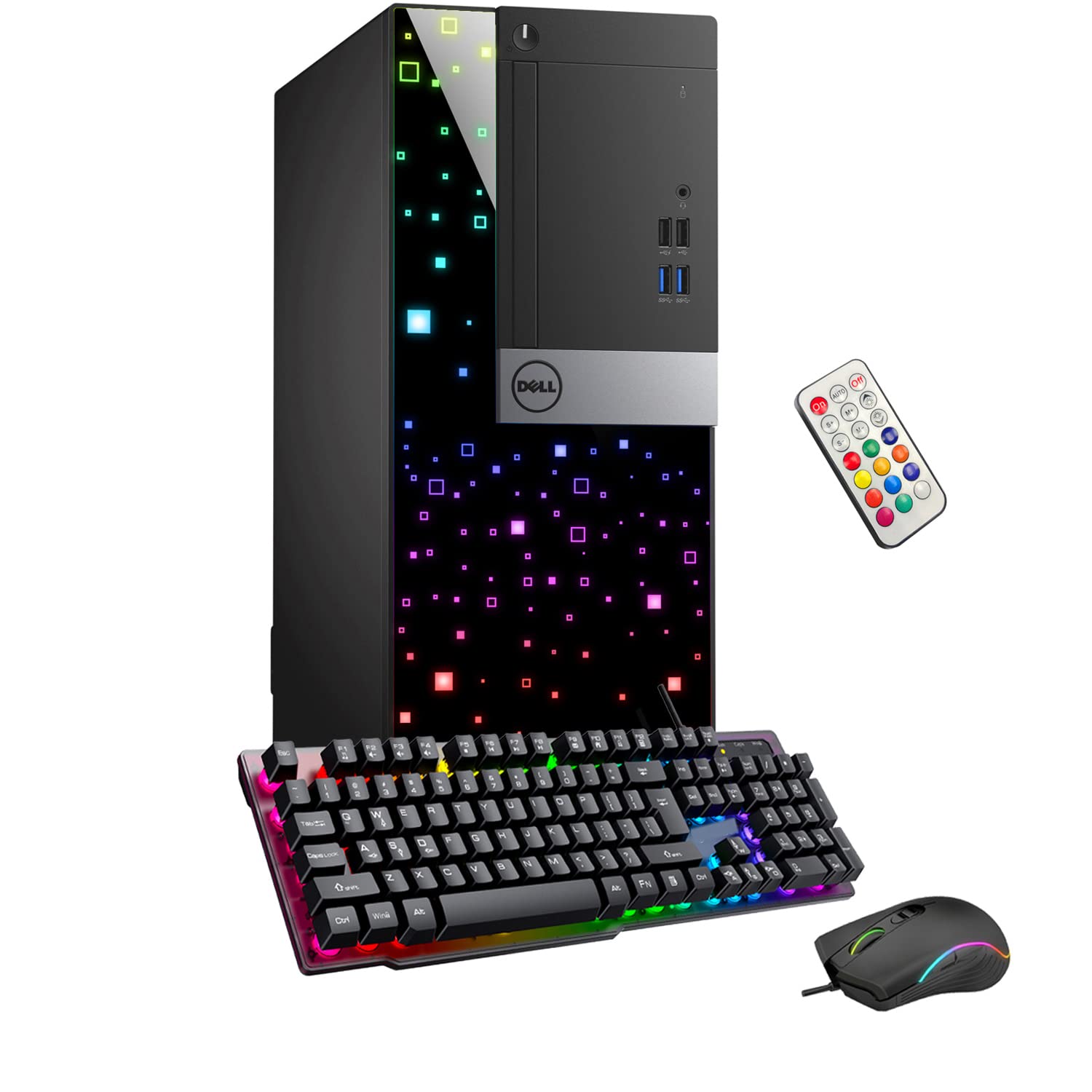 Dell Custom Built Tower Computer Desktop Intel Core i7-6700 Processor 3.40 GHz 16GB RAM 512GB SSD GeForce GT 1030 2GB Windows 10 Pro Wi-Fi Gaming PC Keyboard & Mouse HDMI (Renewed)
