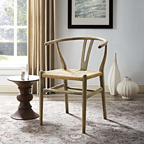 Modway Amish Mid-Century in Weathered Gray Wood Dining Armchair
