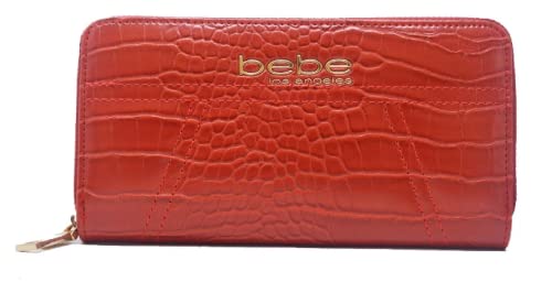 bebe Evelyn Croco Zip Around Cherry Red w/Gift Box