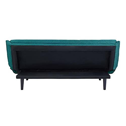 Modway Glance Mid-Century Modern Upholstered Fabric Convertible Futon Sofa Bed Couch In Teal