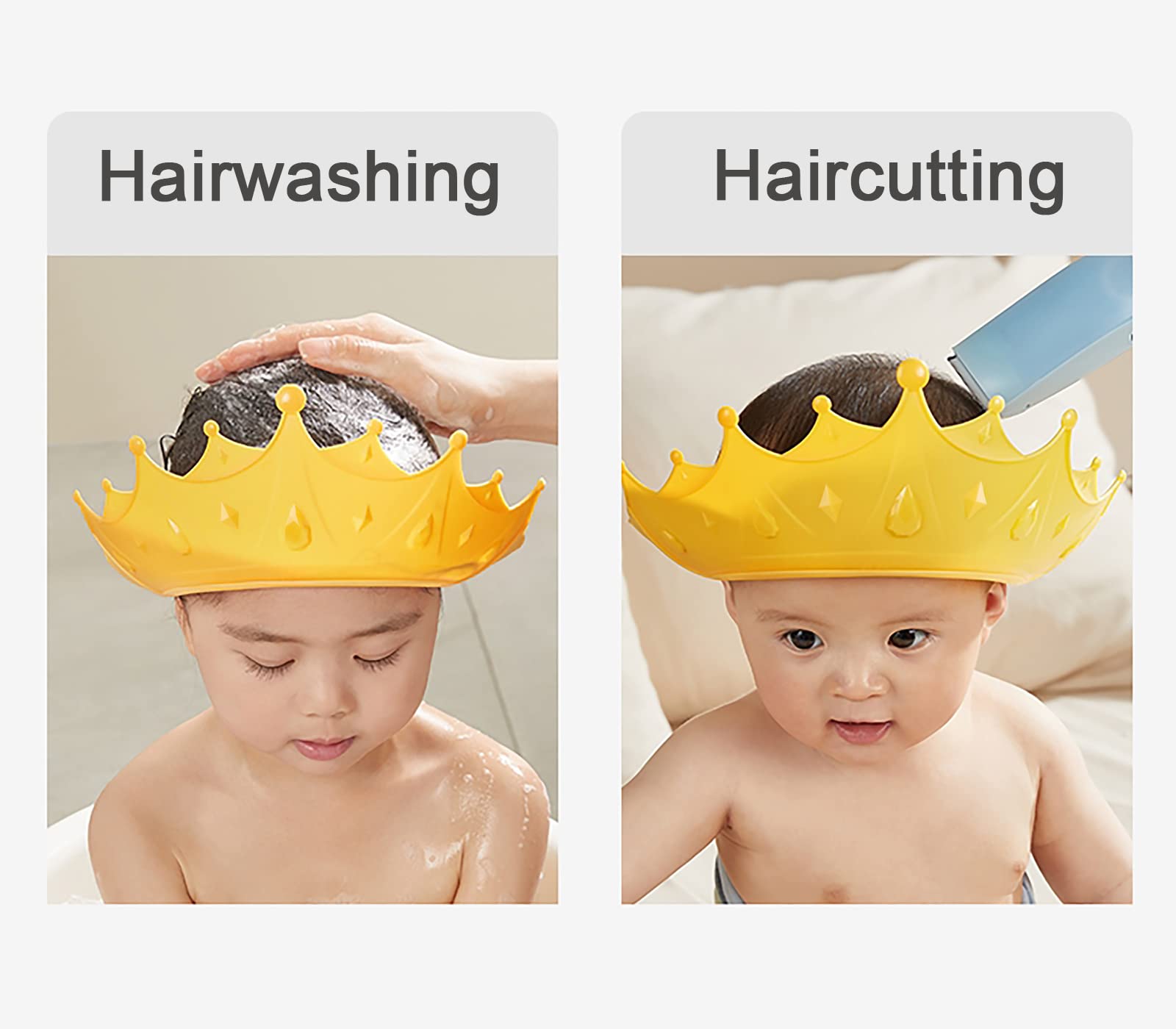 Baby Shower Cap Crown, Hair Washing Hat for Toddlers, Shower Face Shields, Bath Visor for Toddlers, Make Hair Washing So Much Easier & Less Stressful, Yellow