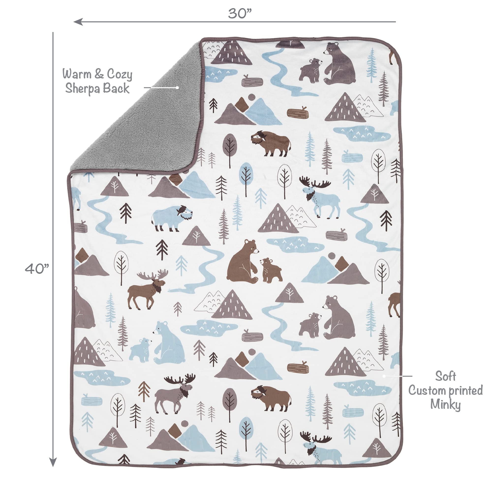 Lambs & Ivy Big Sky Woodland Forest Animals Soft Minky/Fleece Baby Blanket