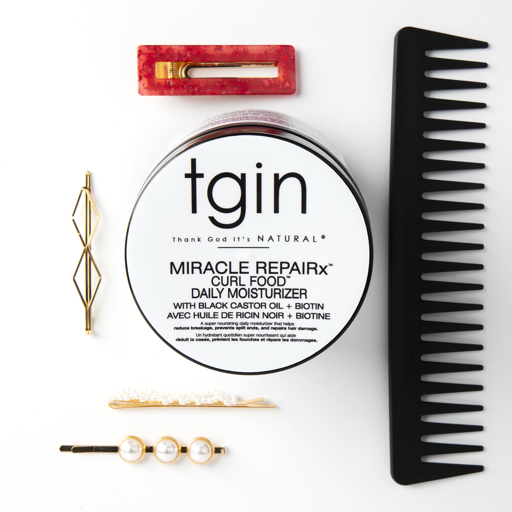 tgin Miracle RepaiRx Curl Food Daily Moisturizer for Curly, Coily and Wavy Hair, Moisturizing Curl Cream for Dry, Damaged Hair, 12 oz