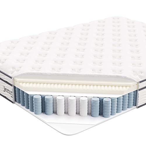 Modway Jenna 10β Queen Innerspring Mattress Quality Quilted Pillow Top-Individually Encased Pocket Coils-10-Year Warranty, White