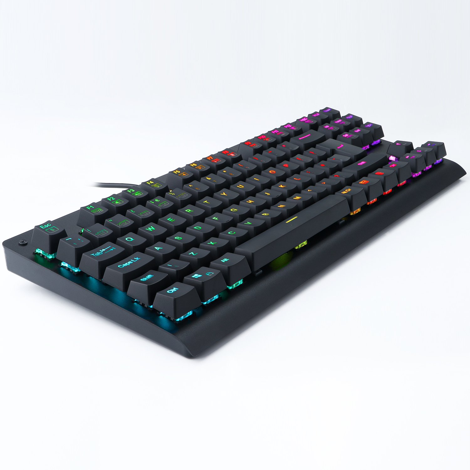 HUO JI E-Element Mechanical Eagle Z-77 Programable RGB Backlit Mechanical Gaming Keyboard with DIY Blue Switches, 88 Keys Anti-Ghosting,UK Layout, Black
