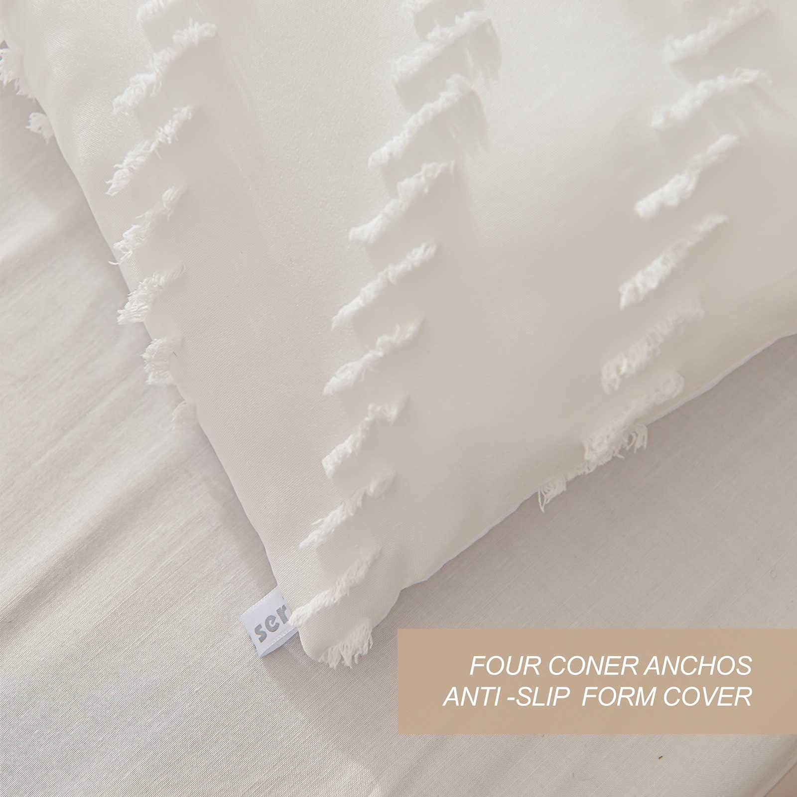 Nanko Full Comforter Set Dark Green Tufted Jacquard Boho Soft Shabby Chic Reversible Down Alternative Microfiber Bedding - All Season Duvet Bohemia Bed Sets Women Men Size 80 x 90 3pc, Forest Green