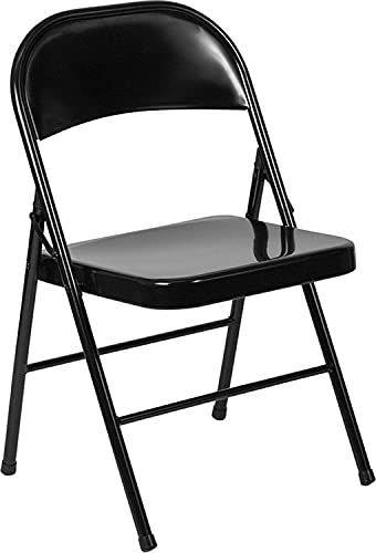Flash Furniture 4 Pack HERCULES Series Double Braced Black Metal Folding Chair