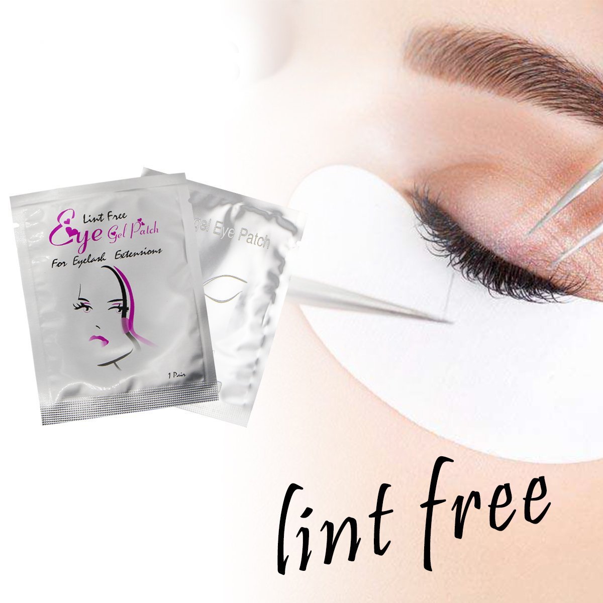 COOSKIN 100 Pairs Eye Gel Patches, Lint Free Eye Gel pads for Eyelash Extension Pads,Eye Mask Beauty Tool (Girl)