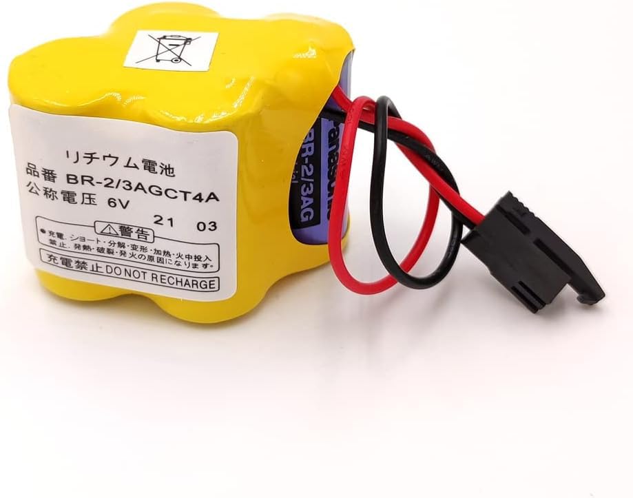 BATTEMALL (4-Pack) BR-2/3AGCT4A 6V 4400mAh Replacement Battery for Panasonic FANUC A98L-0031-002 (Black Connector)