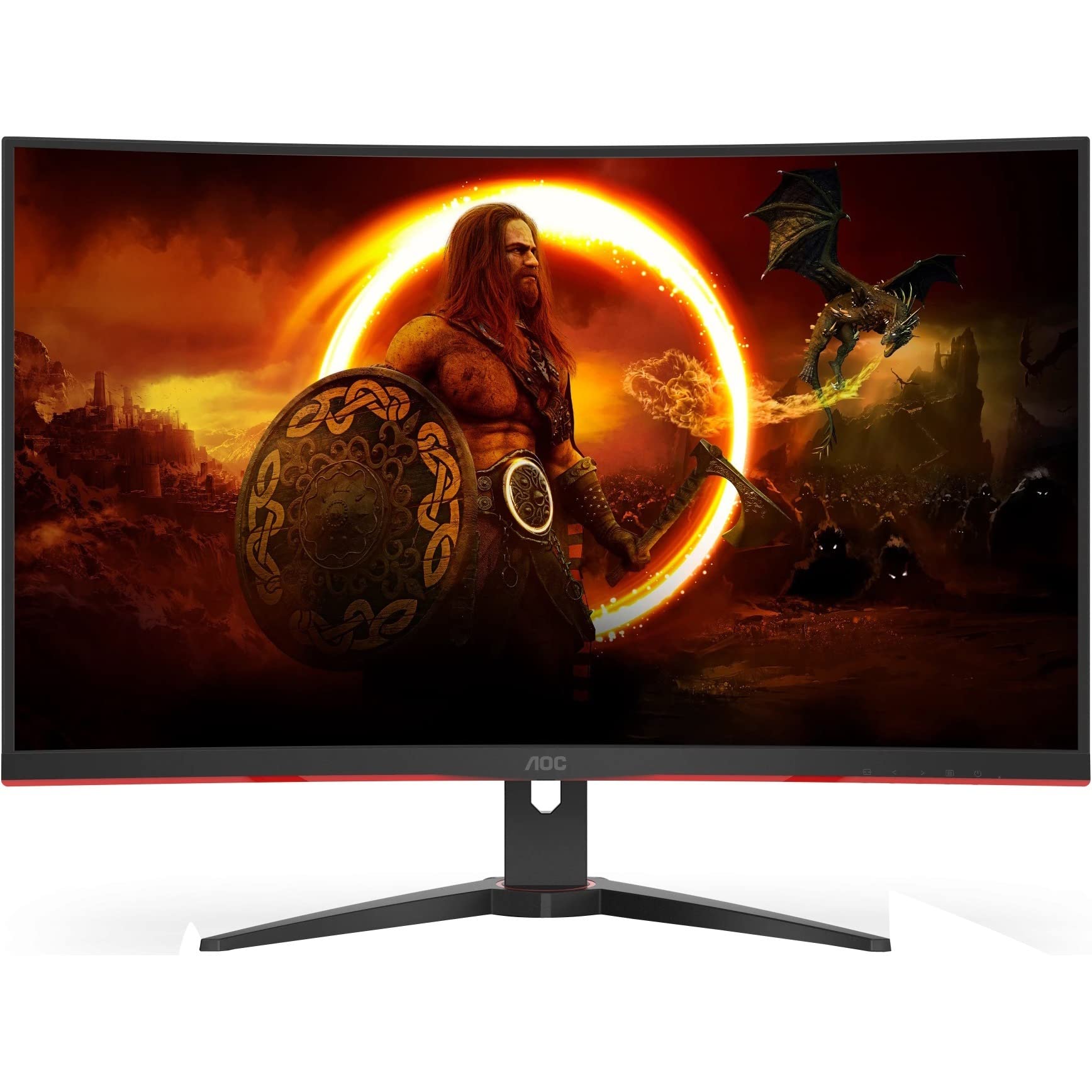 AOC C32G2E 32" Curved Frameless Gaming LCD Monitor FHD, 1500R Curved VA, 1ms, 165Hz, FreeSync, 1920 x 1080 (AMD Adaptive Sync) 3-Year Zero Dead Pixel Policy (Renewed)