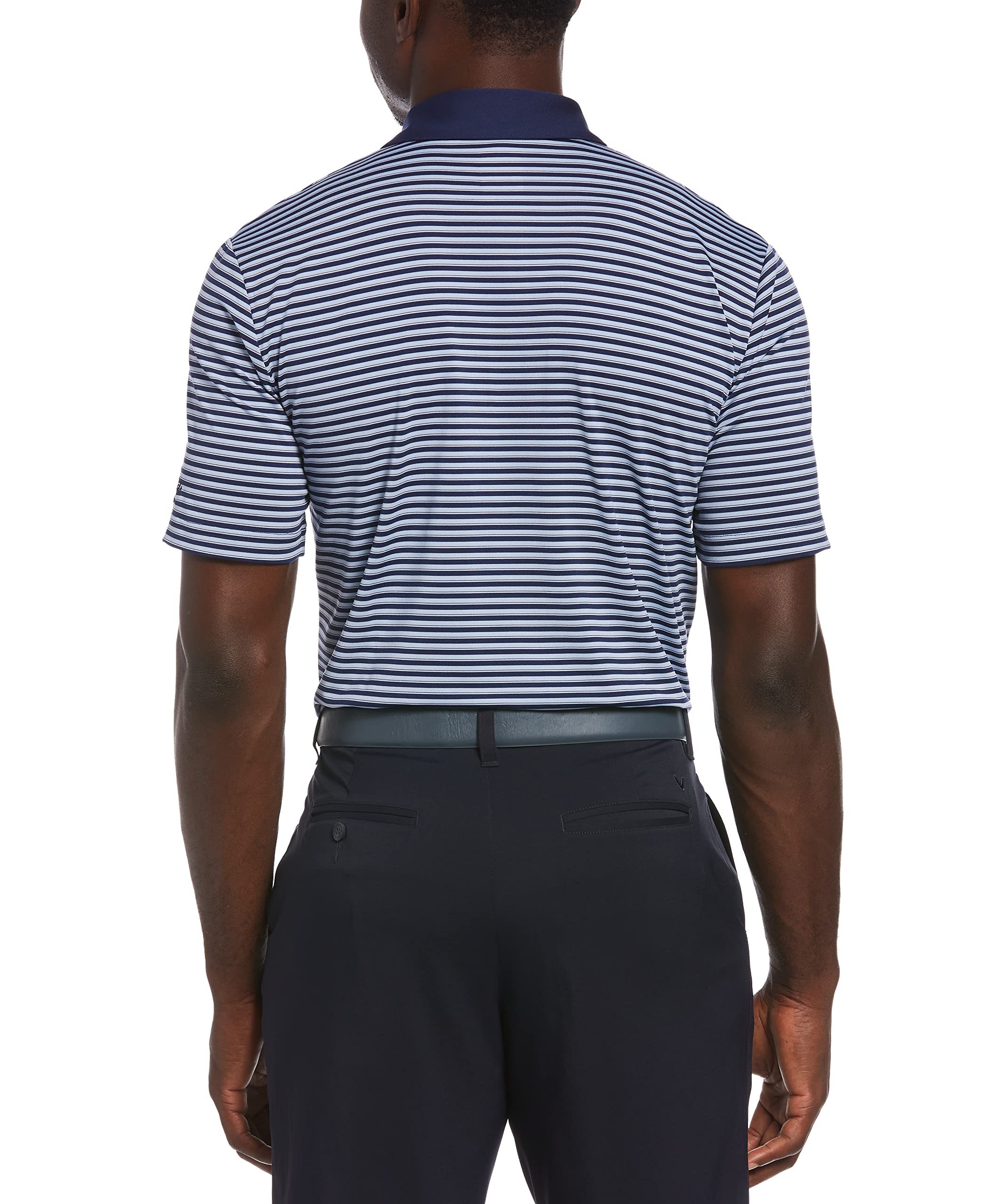 Callaway Men's Refined 3 Color Stripe Short Sleeve Golf Polo Shirt, X-Large, Medieval Blue