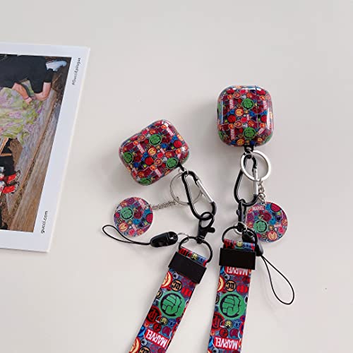 Auto Element Anime Super Hero Character Soft TPU Airpods 3rd Generatio Case,with Cartoon Anime Lanyard Keychain,Suitable Fashion Man Women Girl Airpods 3rd Case