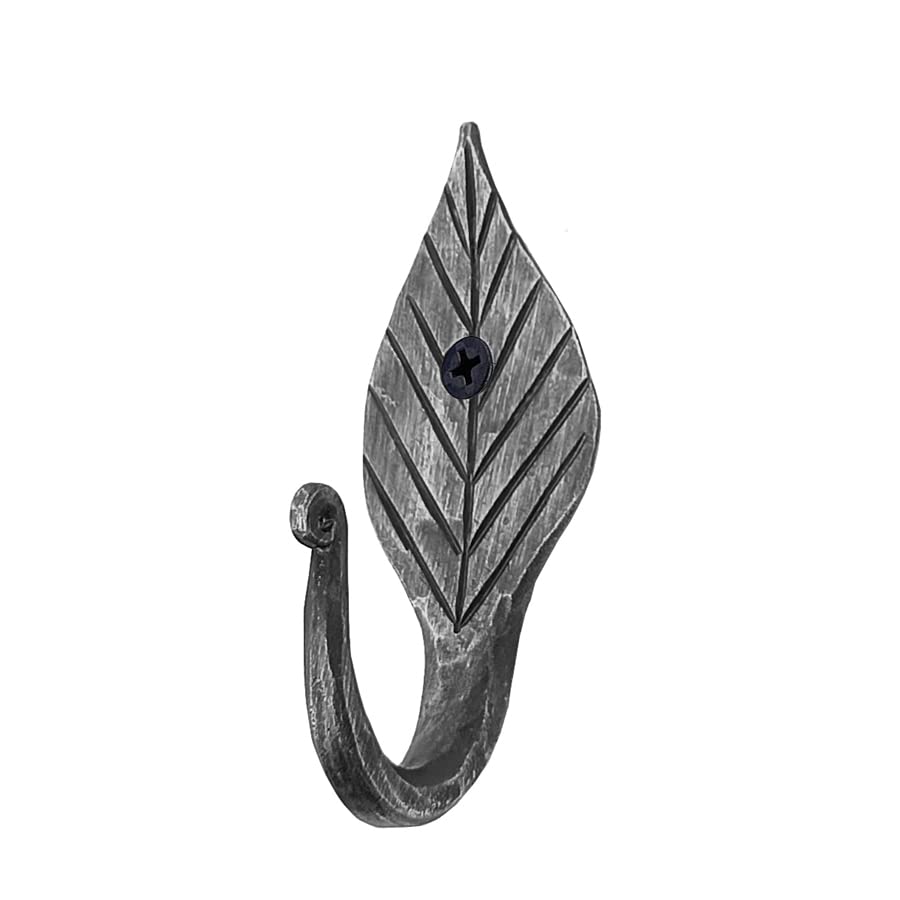 Generic Vintage Style Hand Forged Leaf Wall Mounted Hook For Home And Office Coat Hanging Black Antique Designer Wall Hook Decorative Gift Item By Living Ideas