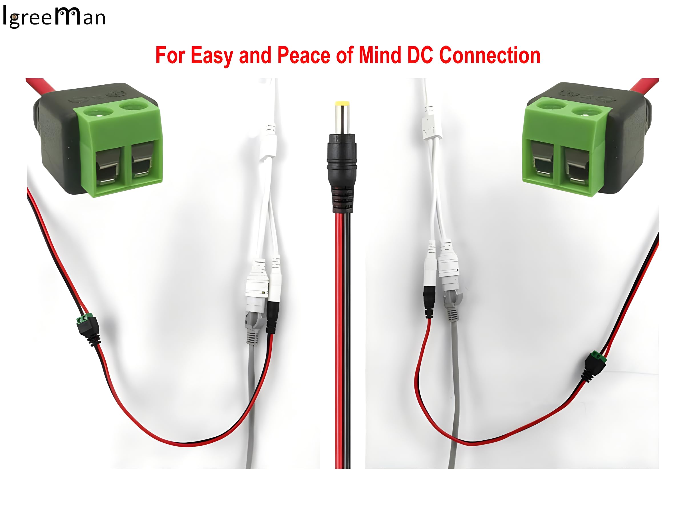 Igreeman 10 Pair Quick-Connect DC Power Pigtails - 18 AWG, 5A - Comes with Unique Terminal Jack Socket for Top-Notch Security Surveillance & Party Lighting - 2.1mm * 5.5mm Connectors