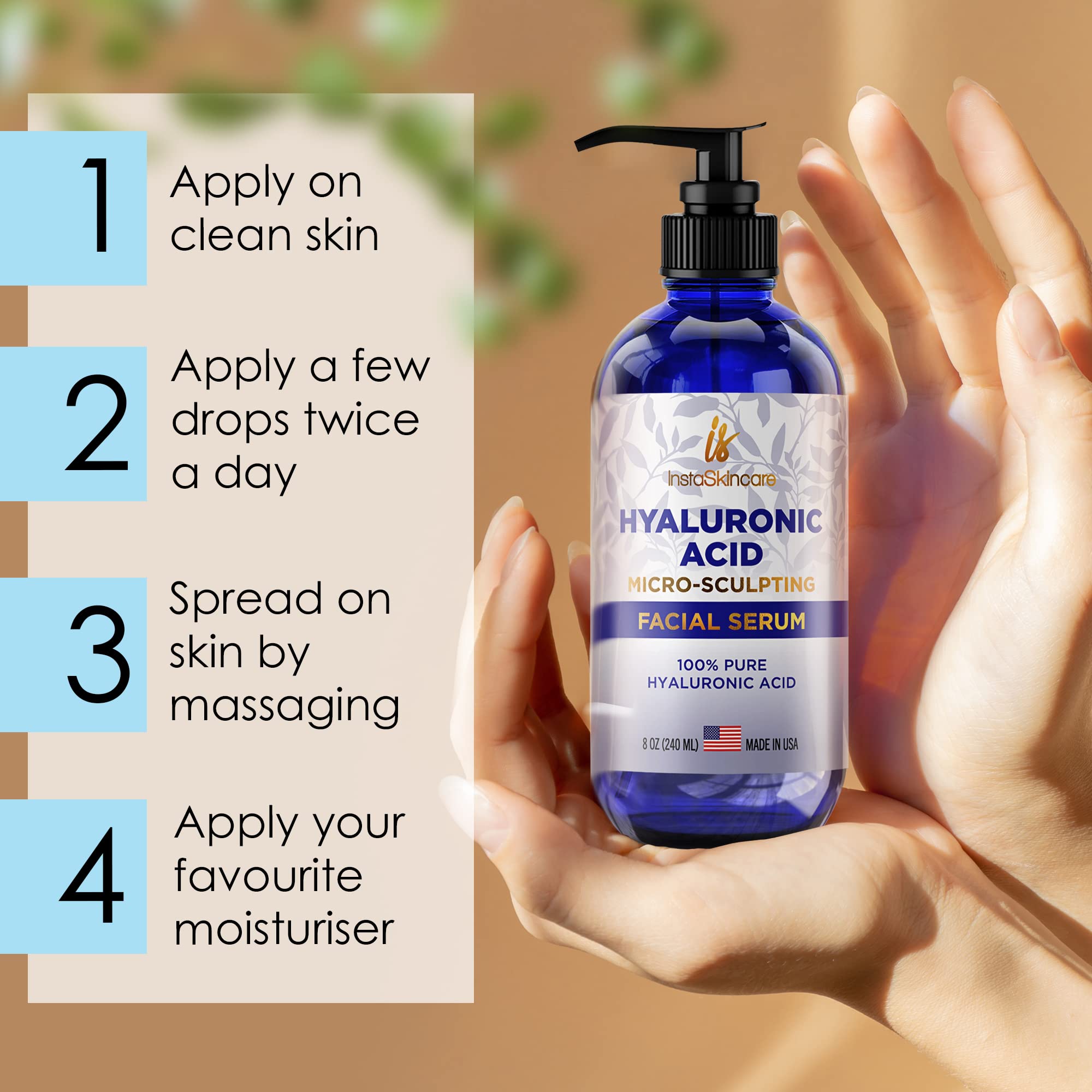 Hyaluronic Acid for Skin - 100% Pure Medical Quality Clinical Strength Formula - Anti aging formula (8 oz)