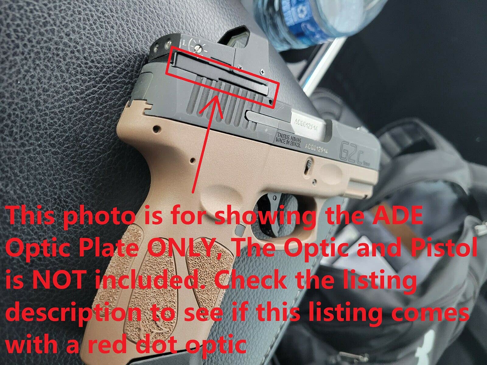 Ade Advanced Optics Bertrillium RD3-013 Red Dot Reflex Sight + Optic Mounting Plate for Taurus PT111 G2, Millennium G2, G2C, G3 with Original Rear Sight, PT140 G2, PT709, PT740, TX22 + Pictinny Plate