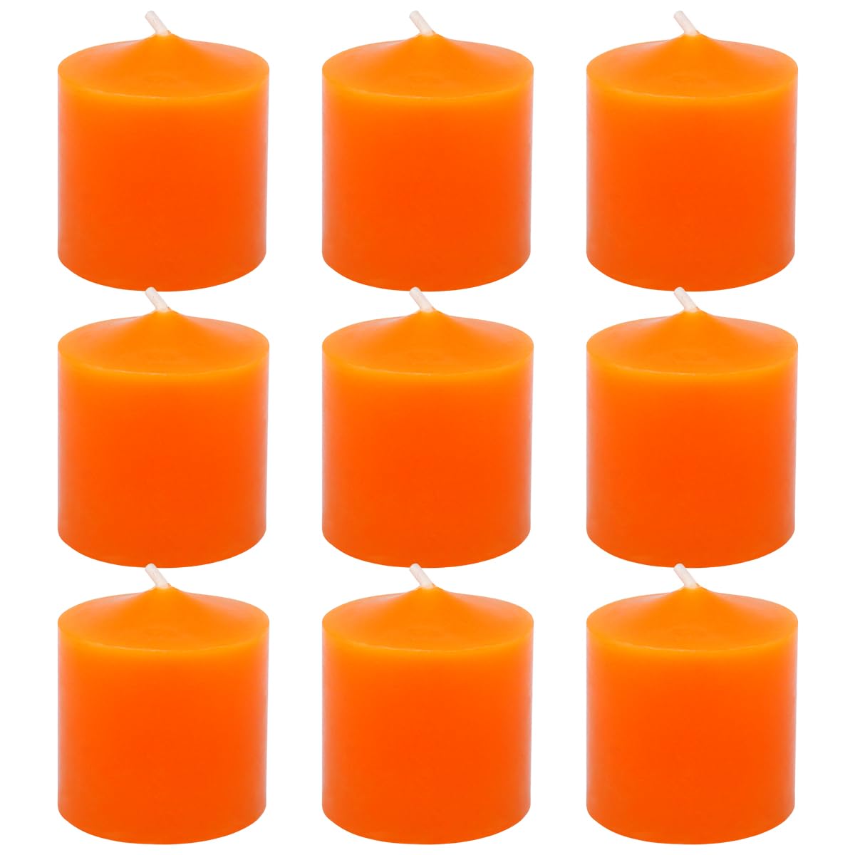 Orange Votive Candles, 9 Packs Unscented Small Fall Votives for Thanksgiving Day Wedding, Holiday Party, Home (8 Hour), 1.5" D x 1.25" H