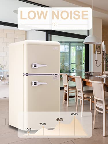 KRIB BLING 3.5 Cu.ft Compact Refrigerator, Mini Fridge with Freezer, Retro Design Small Drink Chiller with 2 Door Adjustable Mechanical Thermostat for Home, Office, Dorm or RV, White