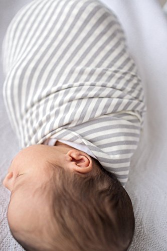 Large Premium Knit Baby Swaddle Receiving Blanket Grey and White "Everest" by Copper Pearl